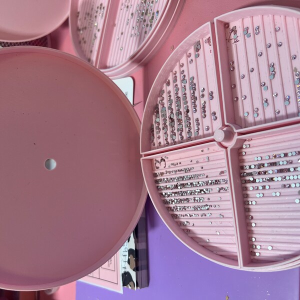 Spinnable 3D Printed Rhinestone Trays W/multiple Compartments- Diamond ...