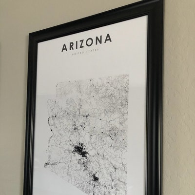 Arizona Map Print, State Road Map Print, AZ USA United States Map Art ...