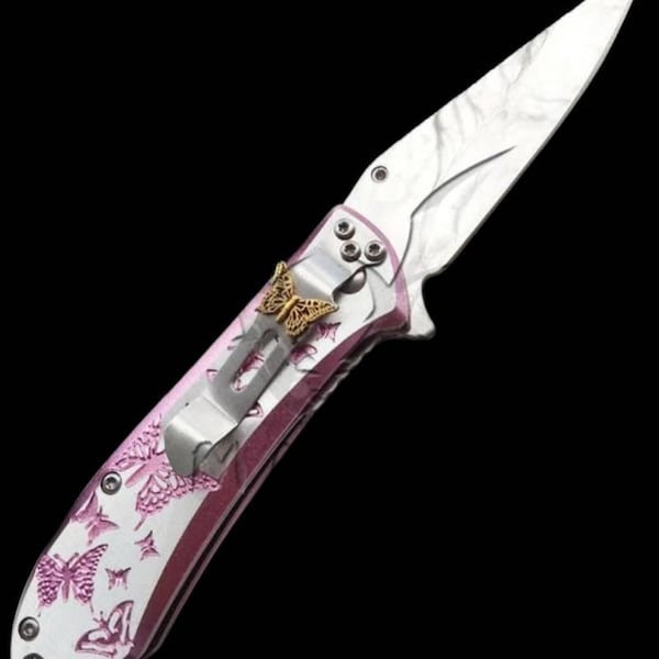 Ladies Pink Knife 7" Spring Best Folding Knife for Hunting, Camping ...