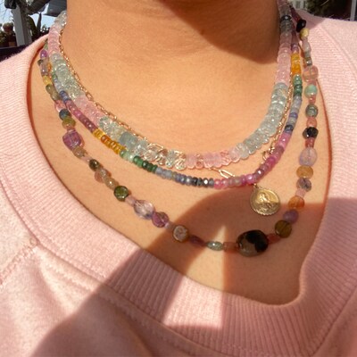 Natural Moonstone Necklace, Flashy Rainbow Moonstone, 14k Solid Yellow ...