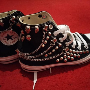 Genuine CONVERSE White With Studs & Chains All-star Chuck Taylor ...