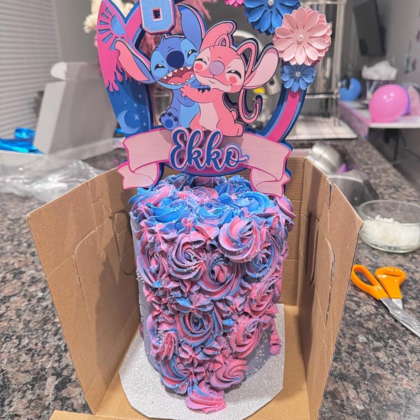 Stitch Cake Topper | Hawaiian Cake Topper | Stitch and Angel Party ...