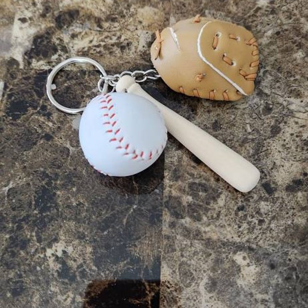 Baseball Key Chain | Mini Baseball Set Bag Tag | Custom for Baseball ...