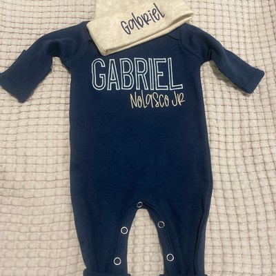 Personalized Navy Blue and Beige Newborn Outfit Coming Home - Etsy