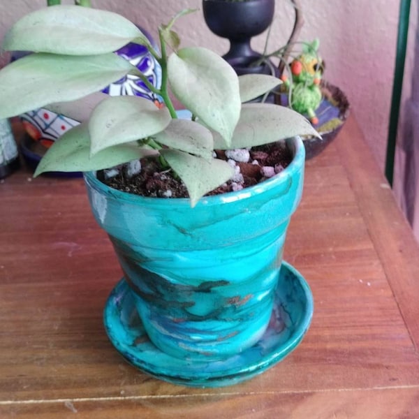 6 Inch Hand Painted With Alcohol Inks Plant Pot - Etsy