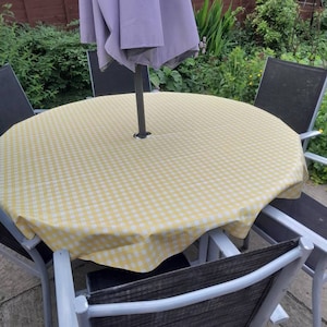 140cm Round PVC Tablecloth With Parasol Hole Butterfly Floral Blue ...