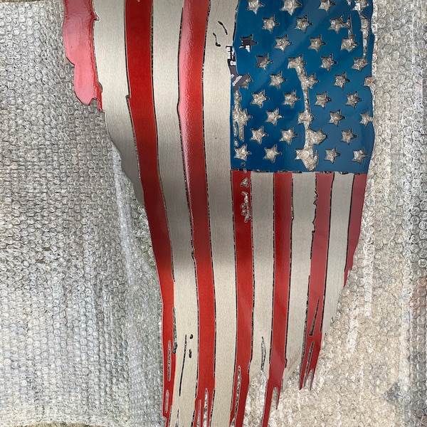 Distressed Flag Metal Sign Cutout - USA Tattered Flag - Metal American ...