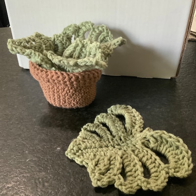 Monstera Leaf Crochet Pattern and Video Link Terra Cotta Pot PDF and ...
