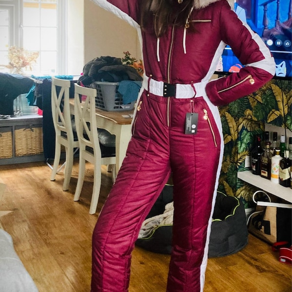 One Piece Ski Suit Womens Snowsuit Ski Suit for Women Warm Jumpsuit ...