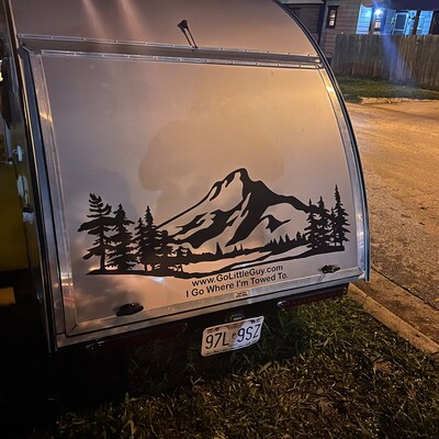 Mountains Forest Scene Vinyl Decal V3 Camper RV Travel Trailer Graphics ...