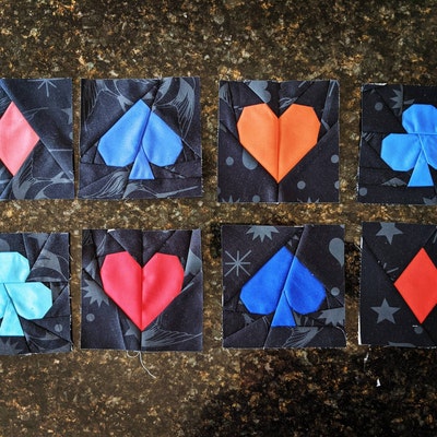 Suits Me Playing Card Quilt Blocks, Four Paper Pieced Quilt Blocks and ...