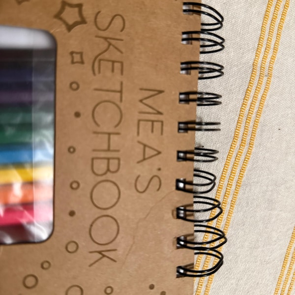 Custom Drawing Sketchbook With 12 Coloring Pencils, Personalized Gift ...