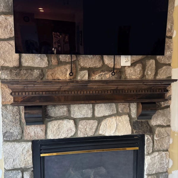 Fireplace Mantel Handmade "snake River" Model, With Dark Walnut Stain ...