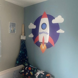 Personalised Name Rocket Space Ship Vinyl Wall Sticker Boys - Etsy