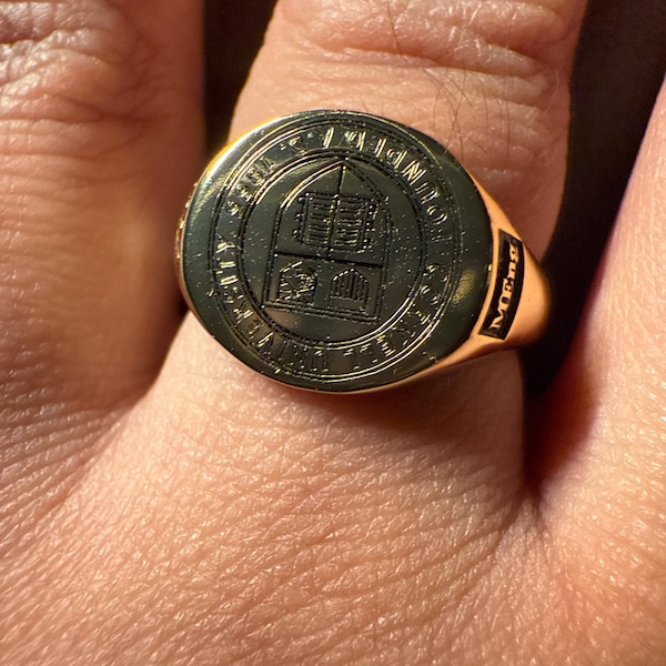 Custom Signet Ring College Emblem Signet Ring -personalized Ring Class ...