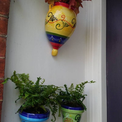 Spanish Glazed Terracotta Wall Planters 17 Cm X 14 Cm in a Wide Range ...