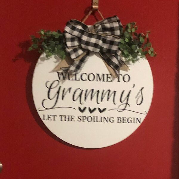 Welcome to Grandma & Grandpa's Welcome Sign | Door Hanger | Door Wreath ...