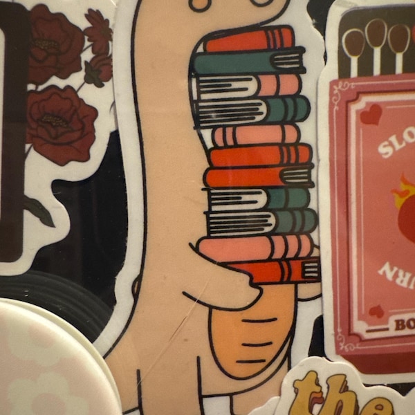 Dinosaur Holding Book Stack Sticker, Cute Bookish Stickers, Kindle ...