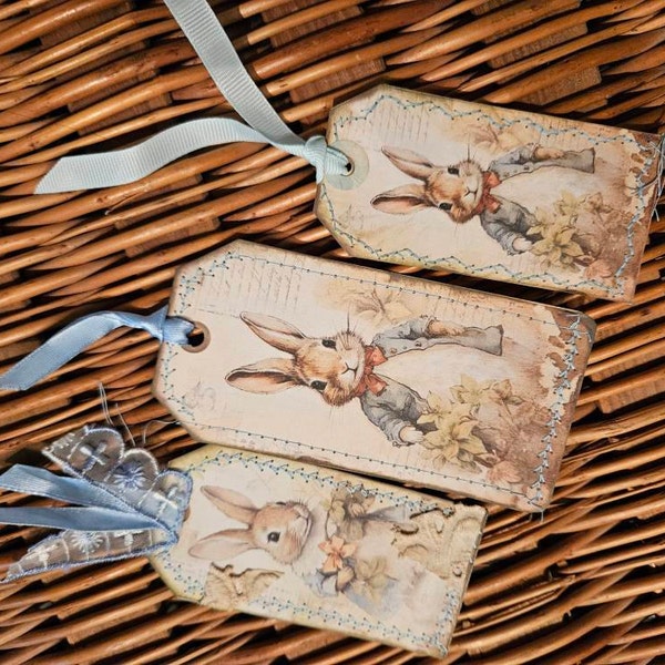 Vintage Rabbits Ephemera Tags | Printable Easter Gift Tags | Vintage ...