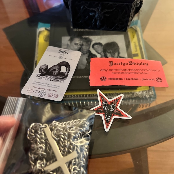 SATANIC WARLOCK, Inverted Cross Necklace, Double Horn Crescent Moon ...