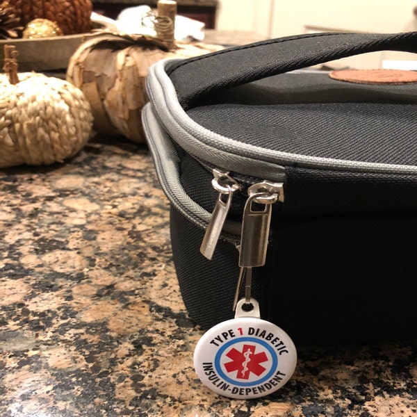 Diabetic Diabetes Medical Alert Keychain Fob Charm Zipper Pull | Type 1 ...