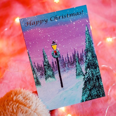 Christmas Card Acrylic Painted Christmas Cards Handmade - Etsy UK