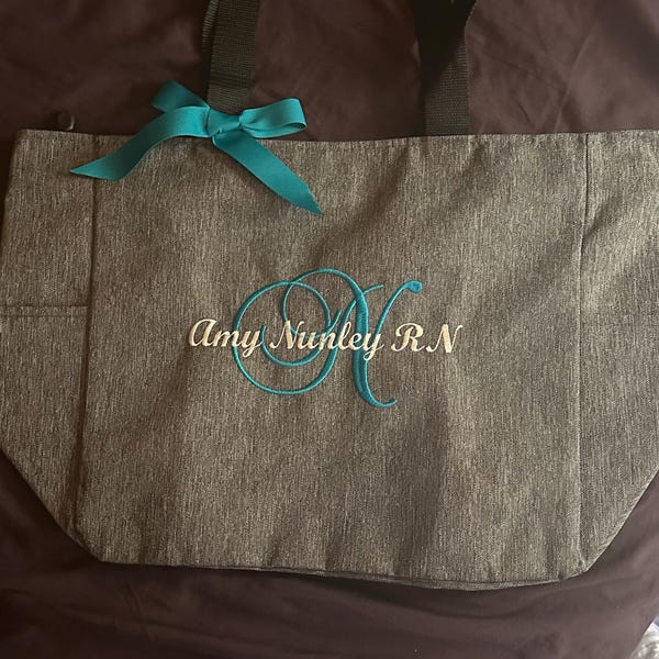 Monogrammed Personalized Tote Bag / Work Bag | Zip Tote / Bridal ...