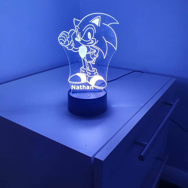 Personalised Sonic Night Light | Sonic Hedgehog | Kids Bedroom | Boys ...