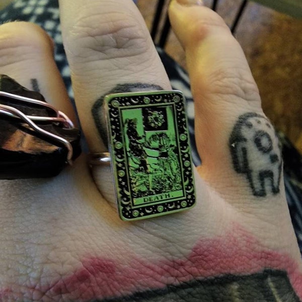 Sterling Silver Death Tarot Card Ring, Astrology Jewelry - Etsy