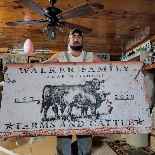 Rustic Cattle Ranch Sign Established Personalized Farmhouse Wall Art ...