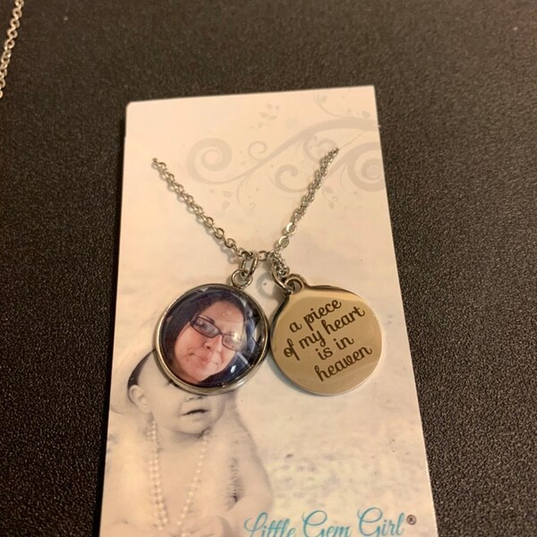 Custom Photo Memorial Necklace – Stainless Steel A Piece of My Heart is ...