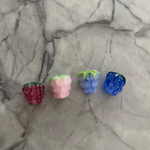 Pale Pink Lampwork Raspberry, Pink Glass Berries, Lampwork Raspberries ...