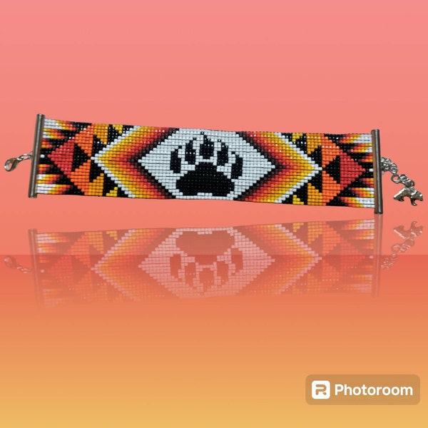 Native Inspired Bead Loom Pattern - Bear Paw Loom Bracelet Pattern - Etsy