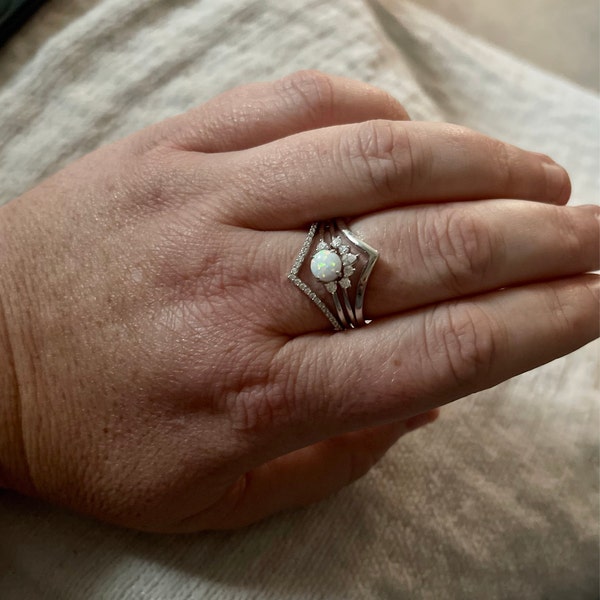 V Ring Set, Stacking Ring, Chevron Ring, Minimalist Ring, Wedding Band ...