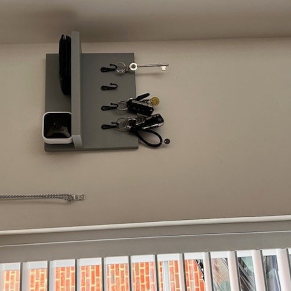 Dark Grey Key Hook With Shelf, , Key Holder, Handmade Gift, Custom Made ...