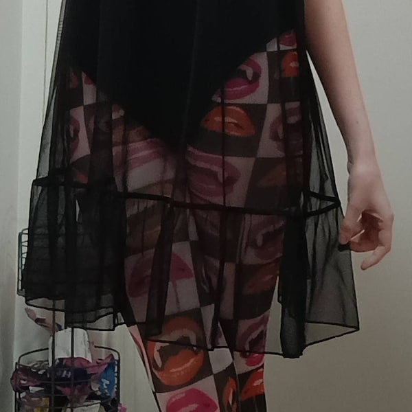 60's 70's Squares Lines Abstract Block Patterned Printed Tights ...