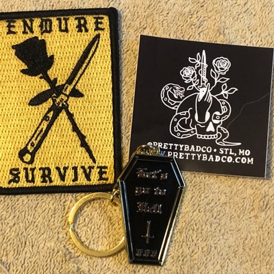 Rose and Switchblade Patch. Endure Survive Iron on Embroidered Patch - Etsy
