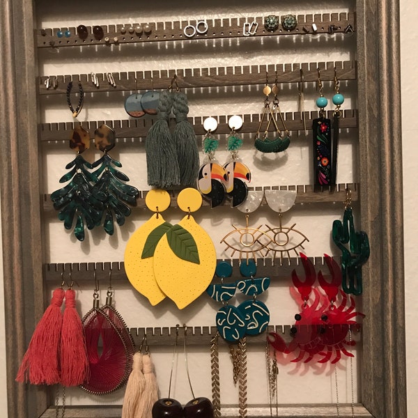 Earring Holder Framed Iorganize® Organizer - Movable Slats - Hoop Hooks ...