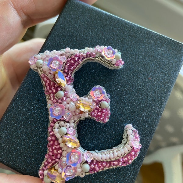 Beaded Letter Brooch, Blue Letter B Pin, Name Brooch, İnitial Letter ...