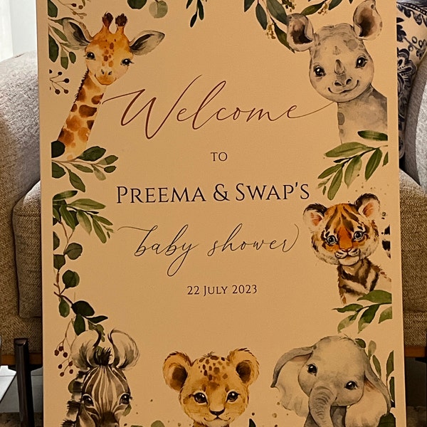 Editable A Little Wild One Baby Shower Welcome Sign, Safari Jungle Baby ...