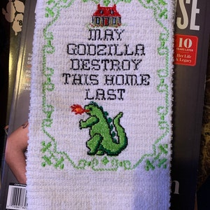 May Godzilla Destroy This Home Last Embroidered Kitchen Towel | Etsy