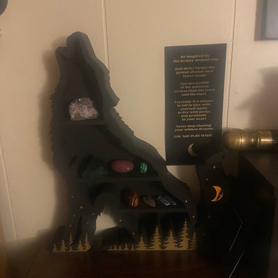 Coppermoon Handmade Wolf Shelf, Wolf Wall Art, Wolf Wall Decor, Crystal ...