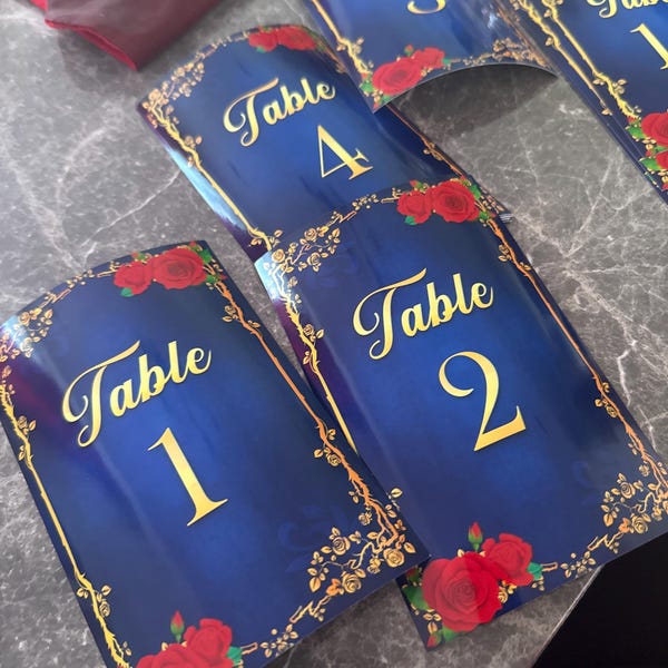 Beauty and the Beast Table Numbers: Fairy Tale Birthday Decor (digital ...