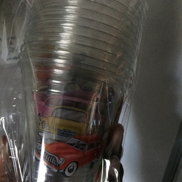 Retro Car Party Cups With Lids and Straws - 12oz Plastic - Etsy