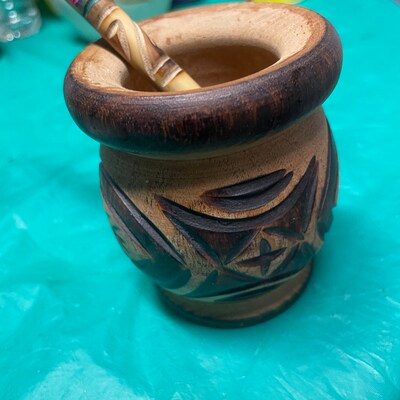 Personalized Mate algarrobo Yerba Mate Cup Bombilla Bamboo Straw Wood ...