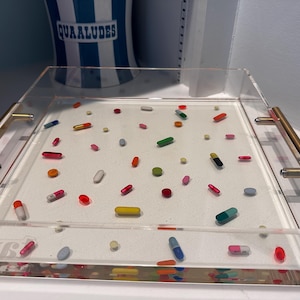 Pink Chill Pill Acrylic Trinket Tray Perfect Catchall for Nightstand or ...