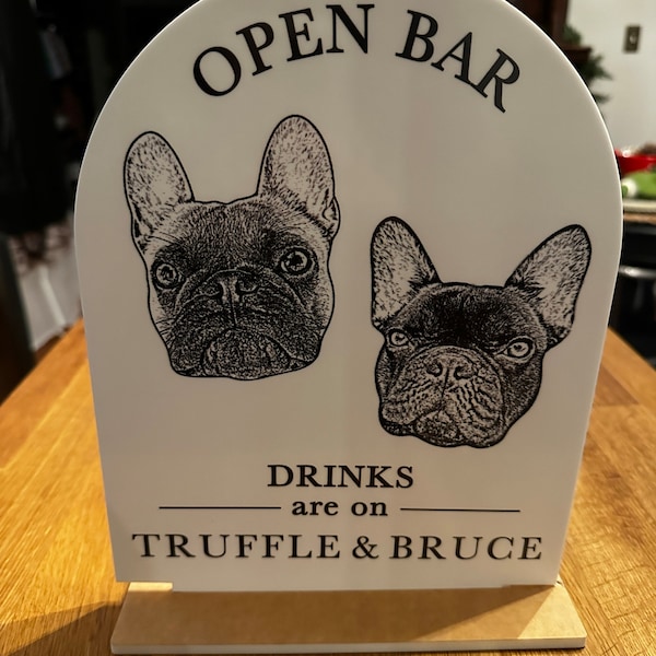 Minimalist Open Bar Sign, Drinks Are on Me, Drinks Are on Us, Dog of ...