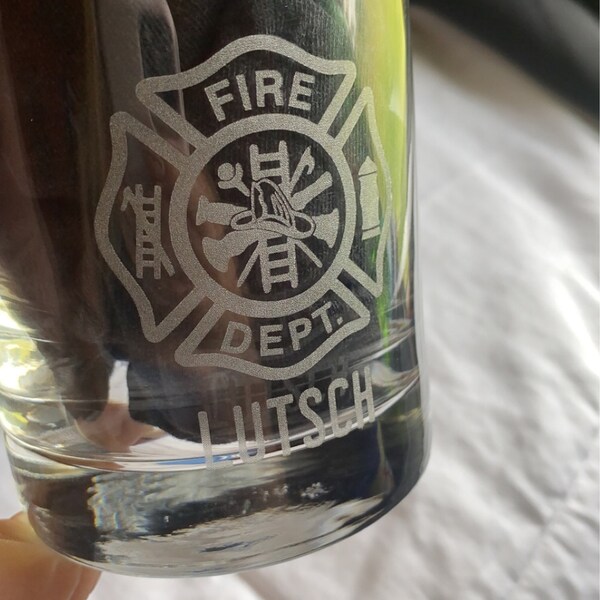 Fireman Rocks Glass, Firefighter Whiskey Glass, Maltese Cross ...