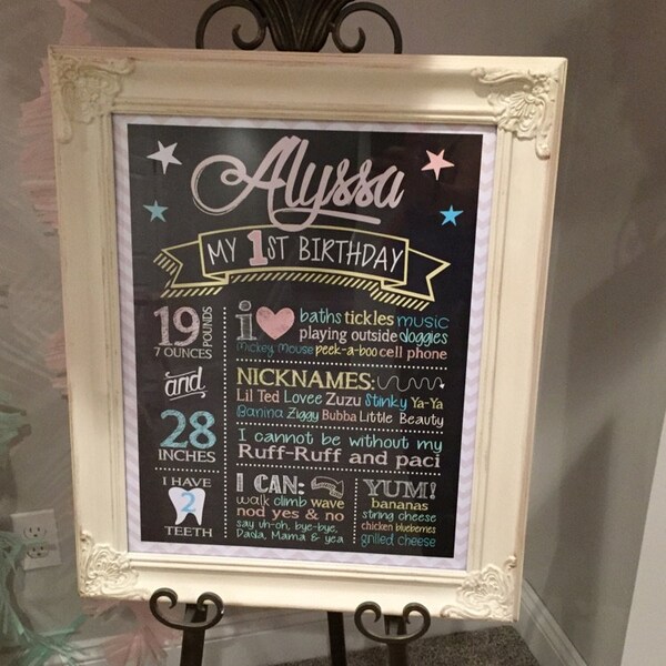 Chevron Chalkboard Birthday Sign - First Birthday Chalkboard - Birthday ...