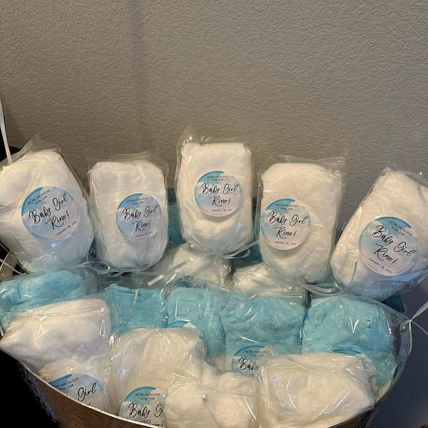 Cotton Candy on a Stick, Cotton Candy Cone, Gender Reveal Party Favor ...